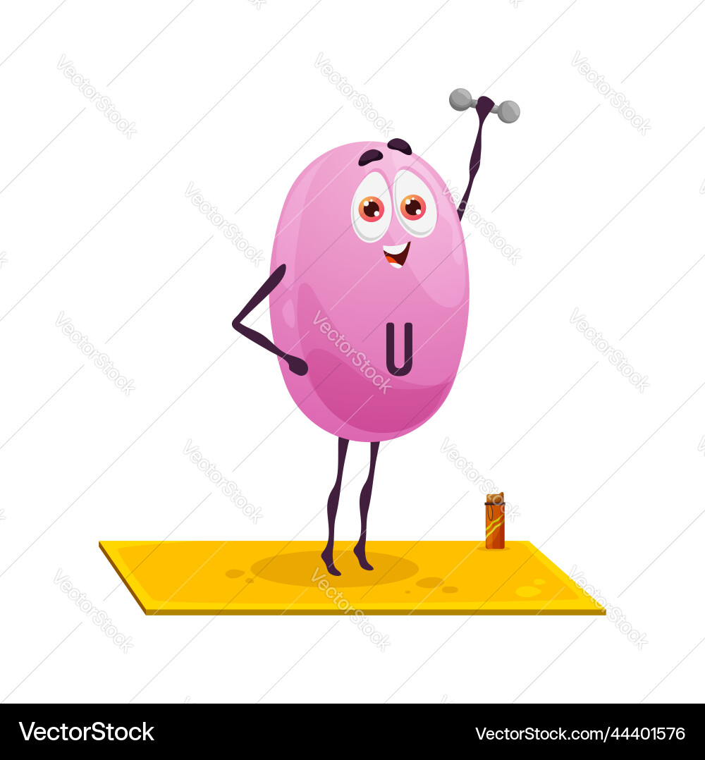 Cartoon vitamin u character on fitness nutrient Vector Image