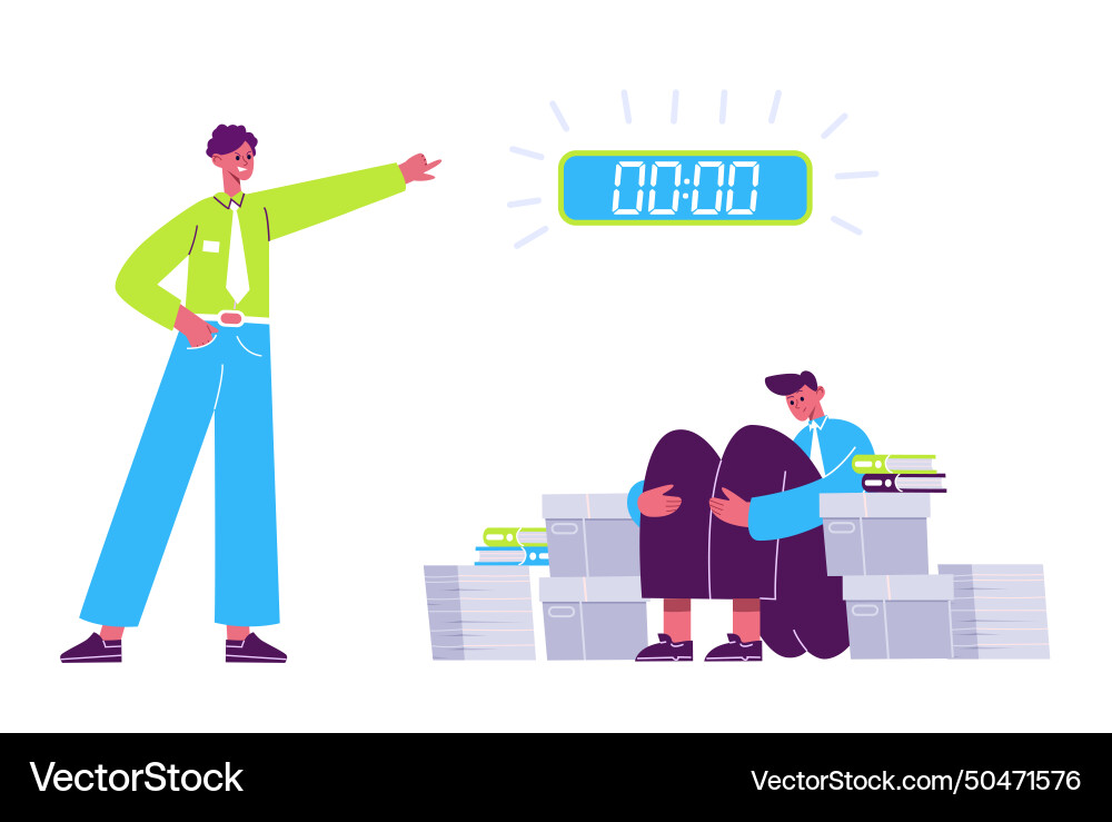Deadline concept cartoon stressed employee under Vector Image