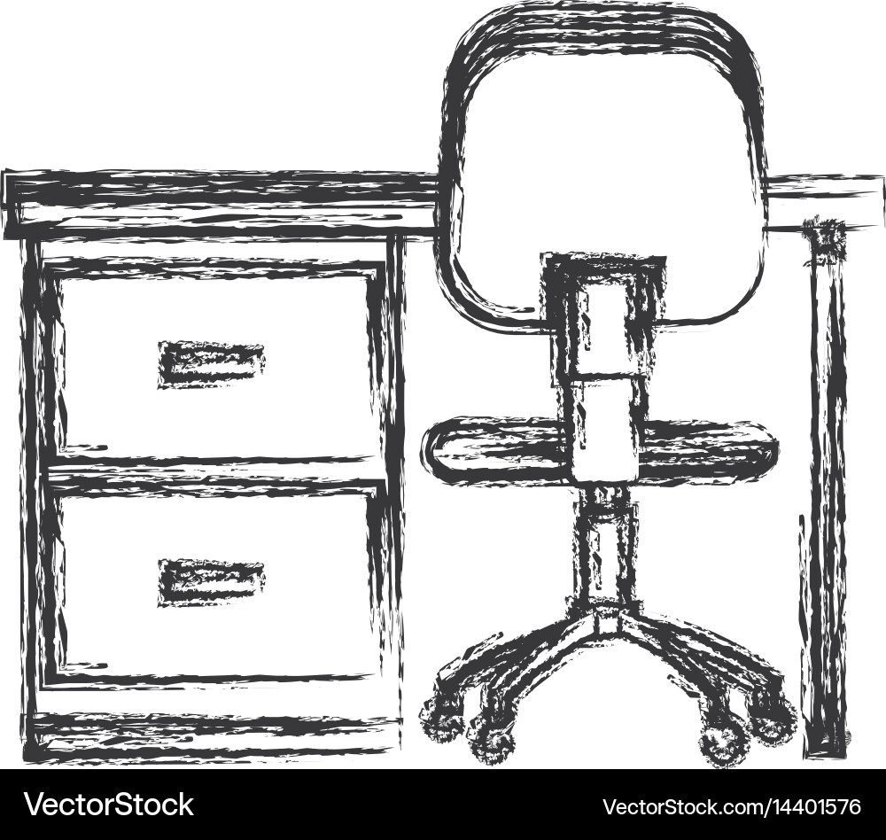 Desk chair workplace image sketch Royalty Free Vector Image