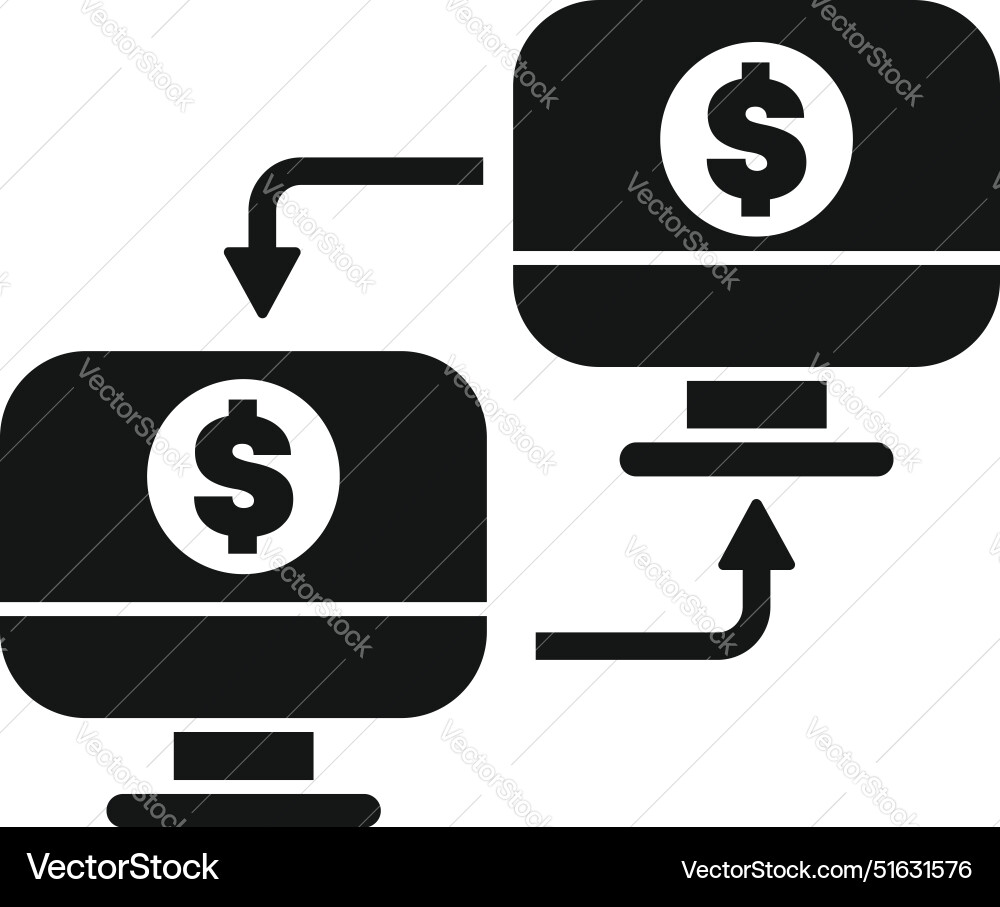 Money transferring from one computer to another Vector Image