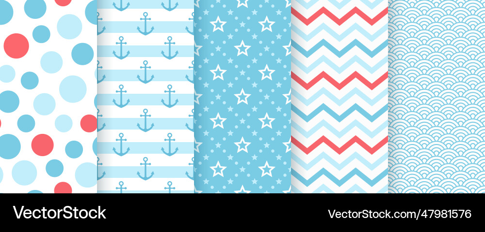 Nautical seamless pattern marine sea backgrounds Vector Image