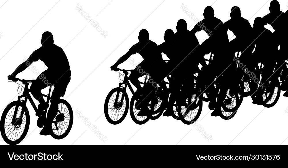 Peloton silhouette on white Royalty Free Vector Image