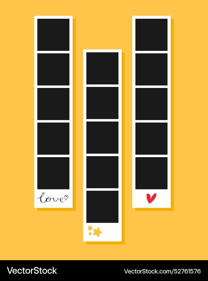 Photo booth picture frames set strips Royalty Free Vector