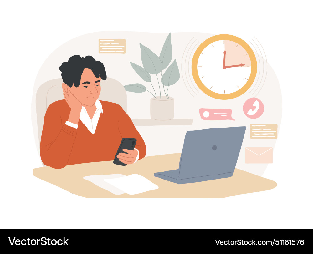 Procrastination isolated concept Royalty Free Vector Image