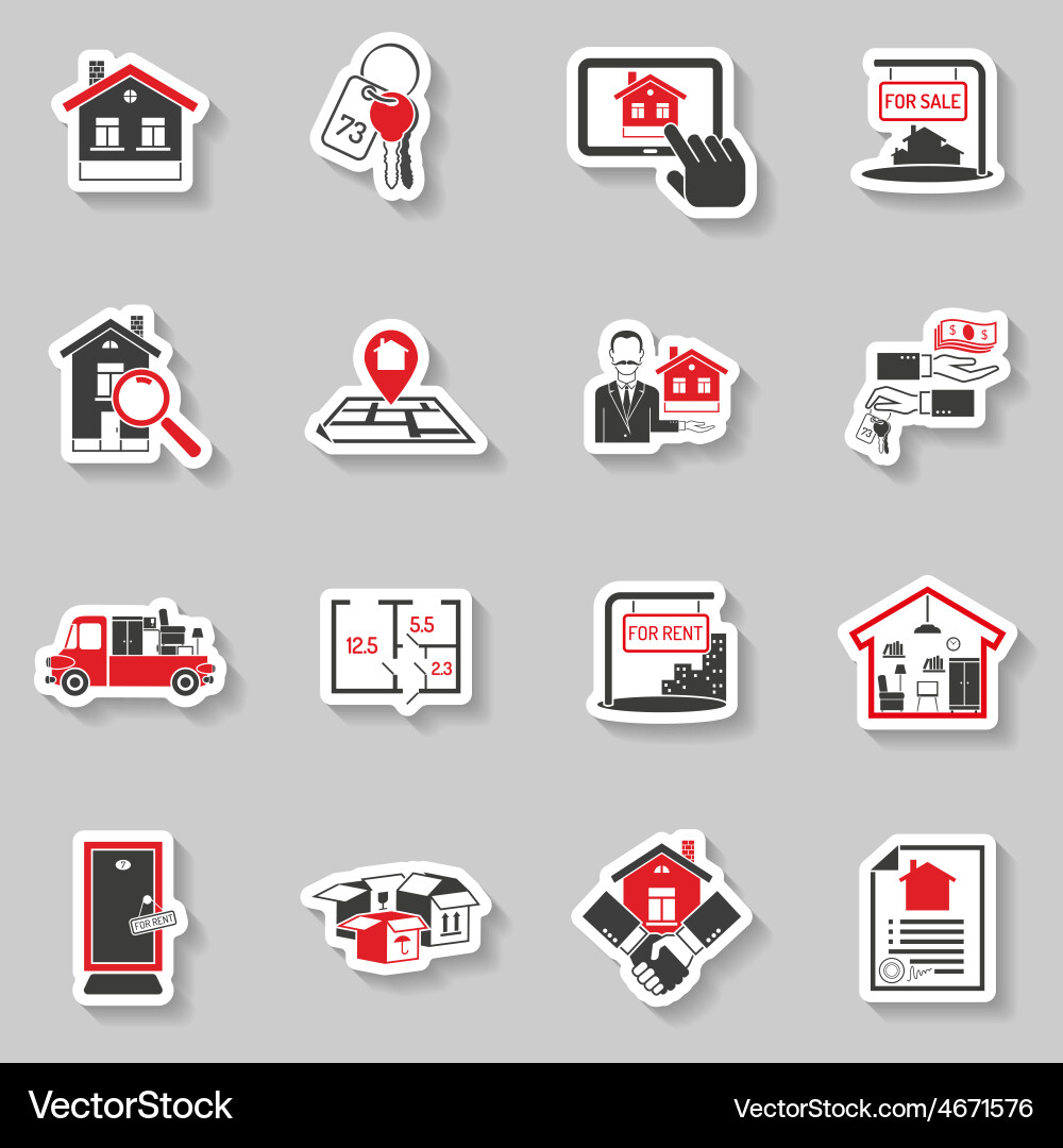 Real Estate Sticker Set - Home & Property Vector Image