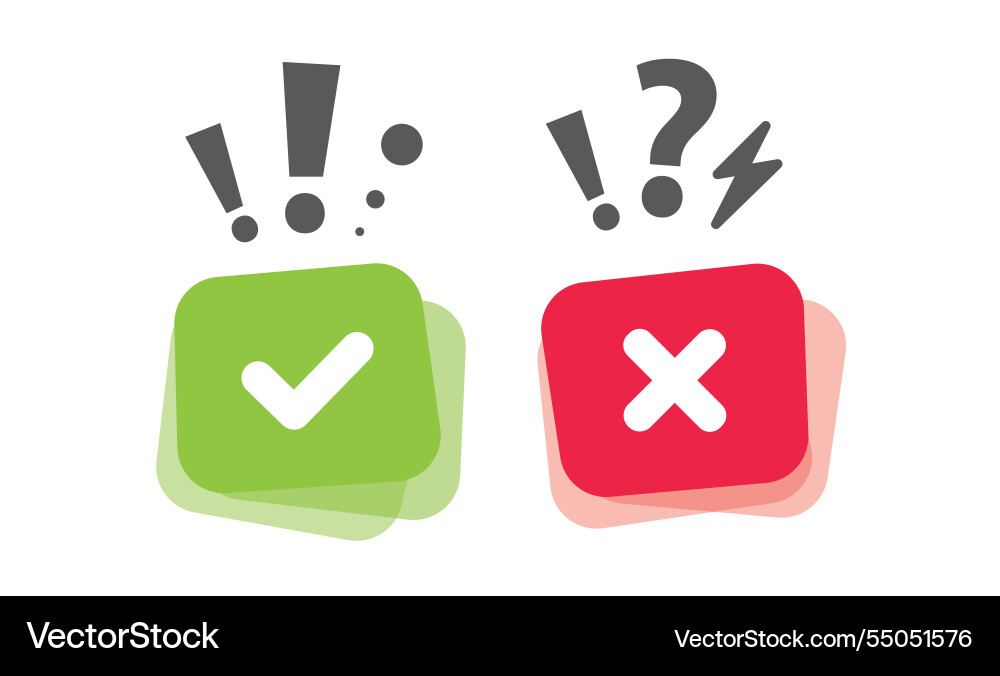 Right and wrong answer good bad experience c Vector Image
