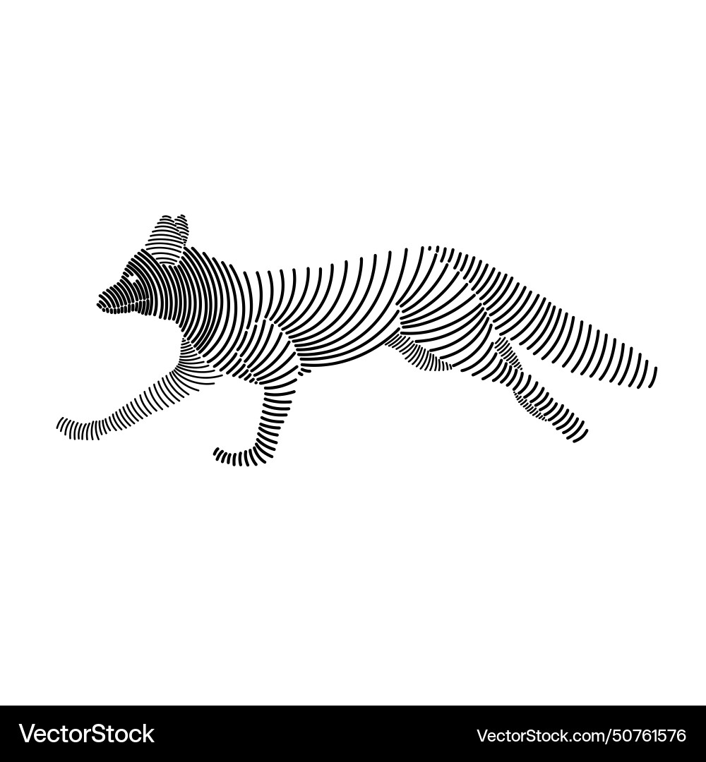 Simple line art of a fox 3 Royalty Free Vector Image