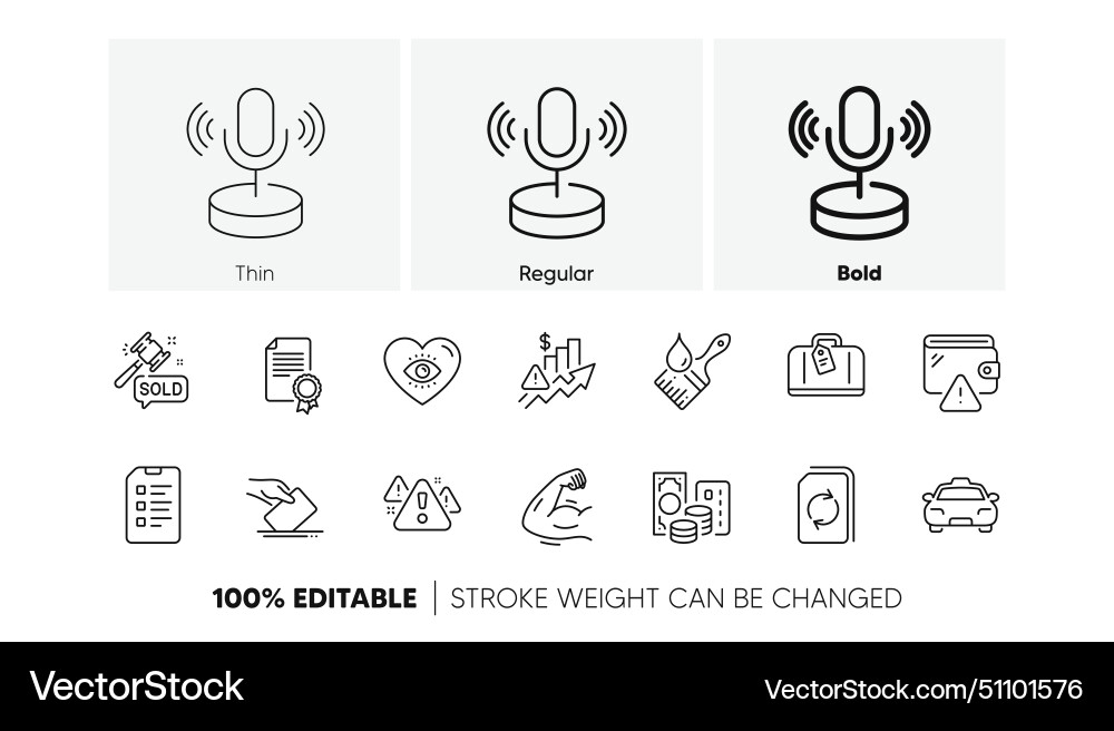 Update document brush and strong arm line icons Vector Image
