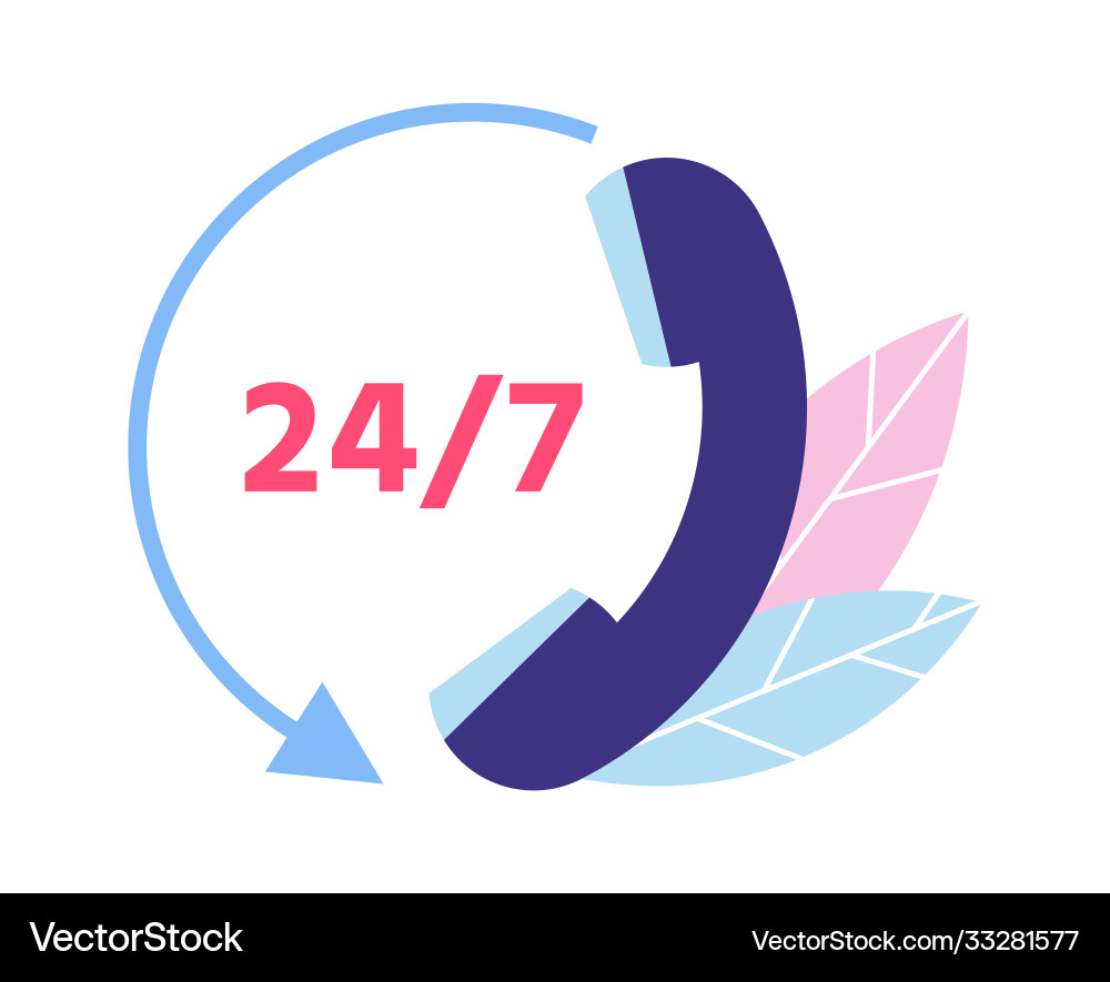 Customer support 24 7 technical phone Royalty Free Vector