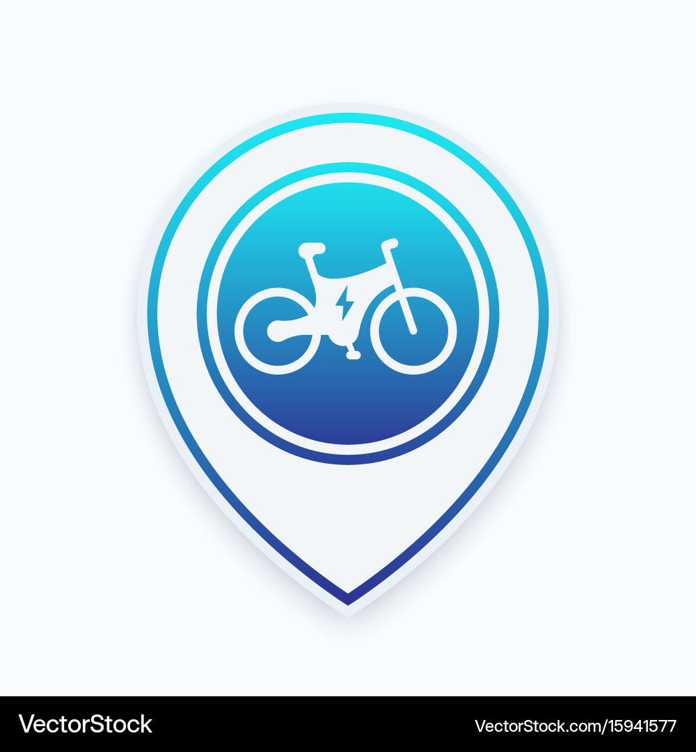 Electric bike icon on map pointer Royalty Free Vector Image
