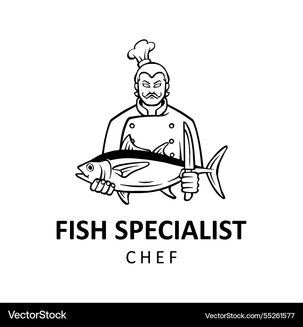 Fish chef logo Royalty Free Vector Image - VectorStock