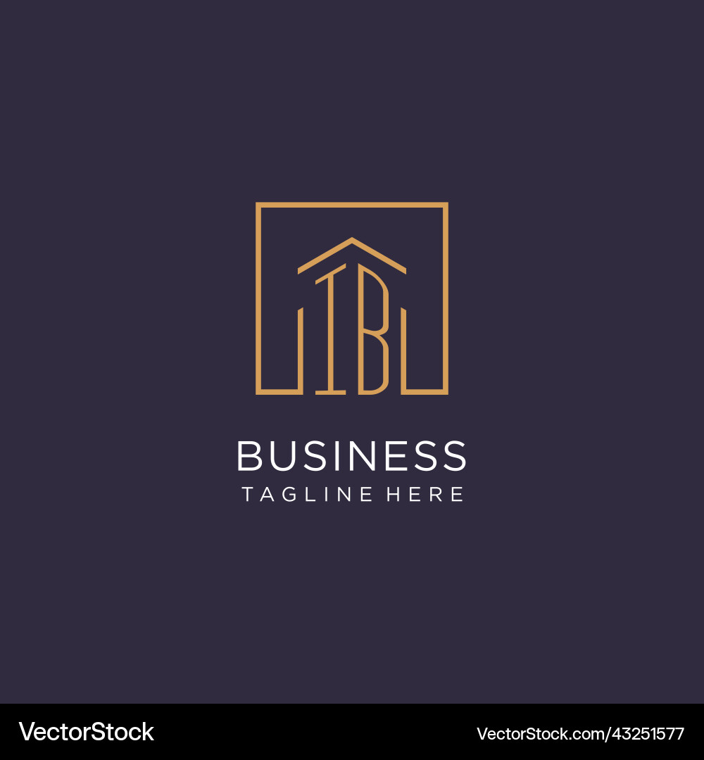 Ib initial square logo design modern and luxury Vector Image
