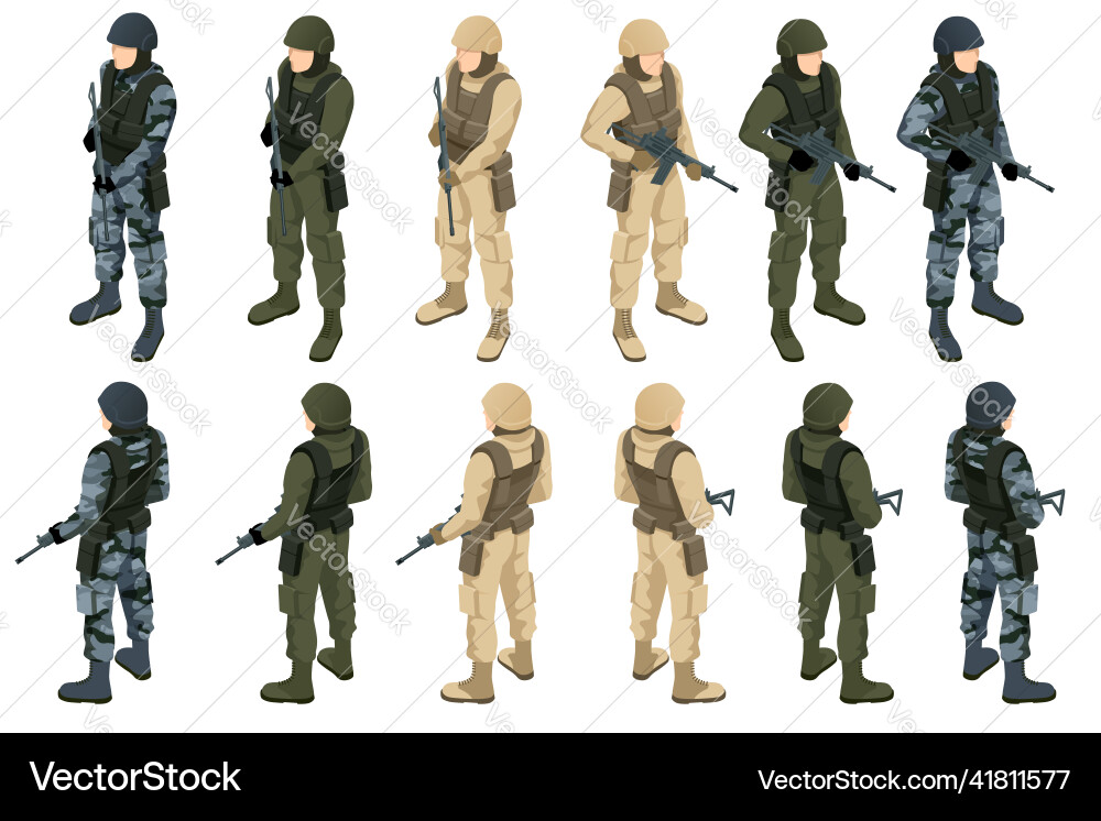 Isometric Soldier in Camouflage Royalty Free Vector Image