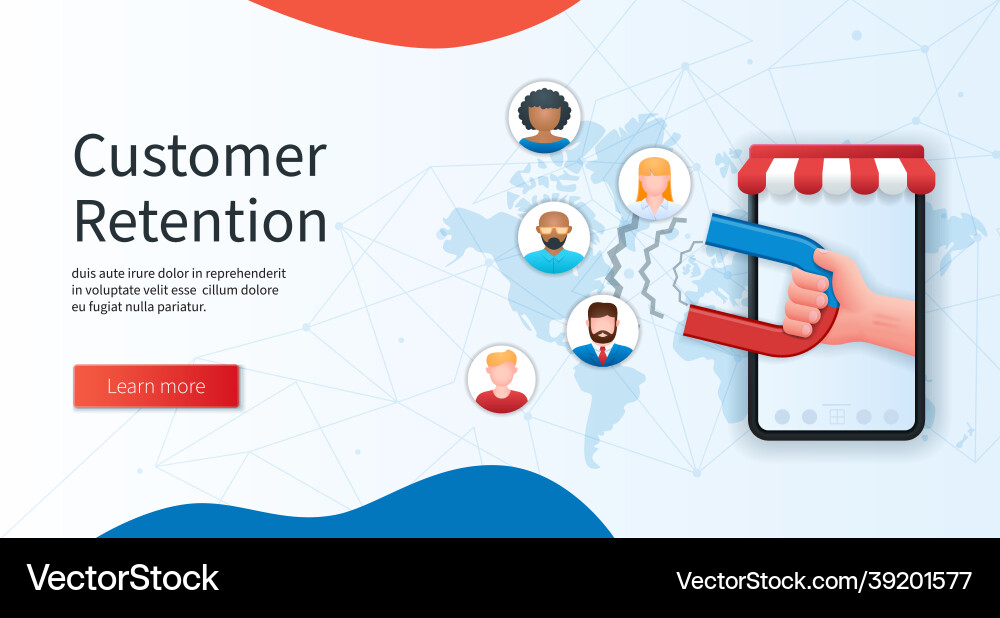 Kundenbindung Banner Handy Lizenzfreies Vektorbild