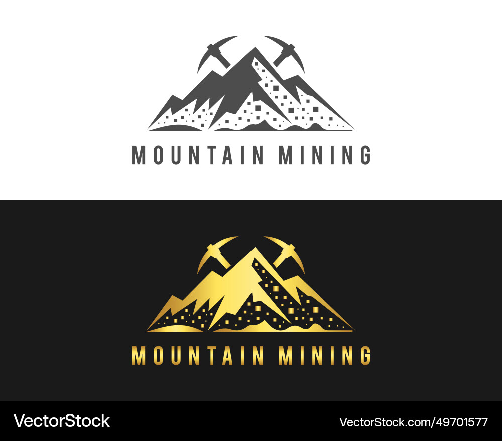 Mountain Gold Mining Logo Royalty Free Vector Image