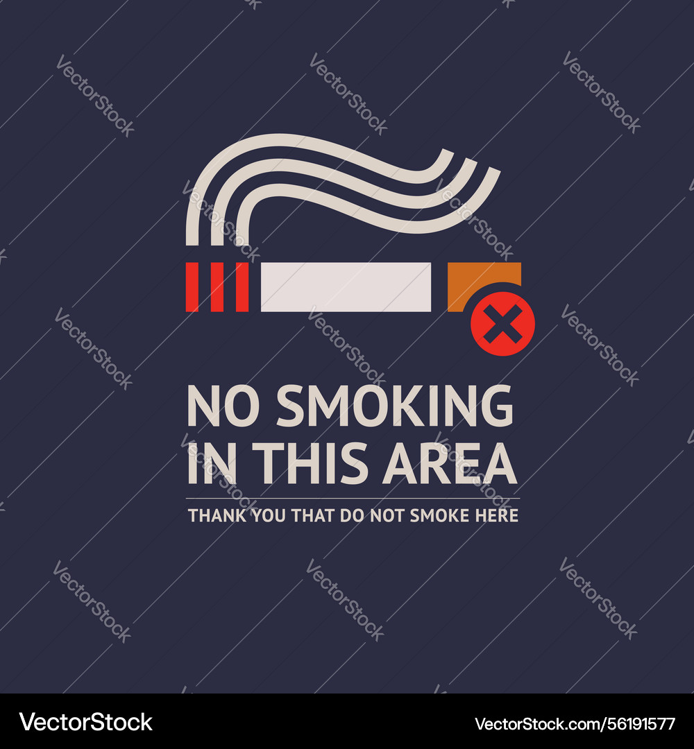 No smoking sticker label in this area Royalty Free Vector