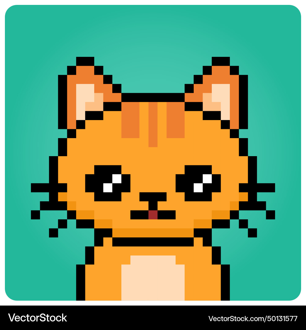 Pixel 8 bit cat head animal portrait for game Vector Image