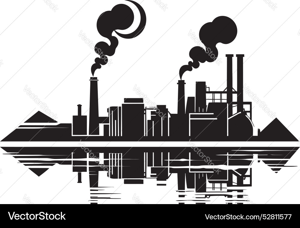 Pollutedflow river water and air pollution logo Vector Image