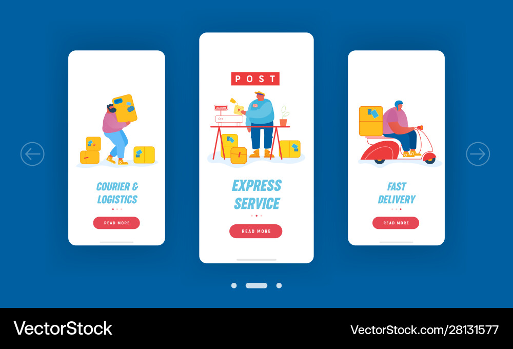 Post office service mobile app page onboard screen