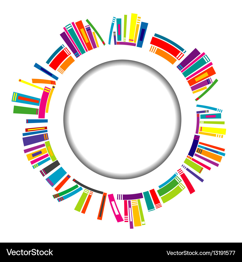 Round frame with books Royalty Free Vector Image