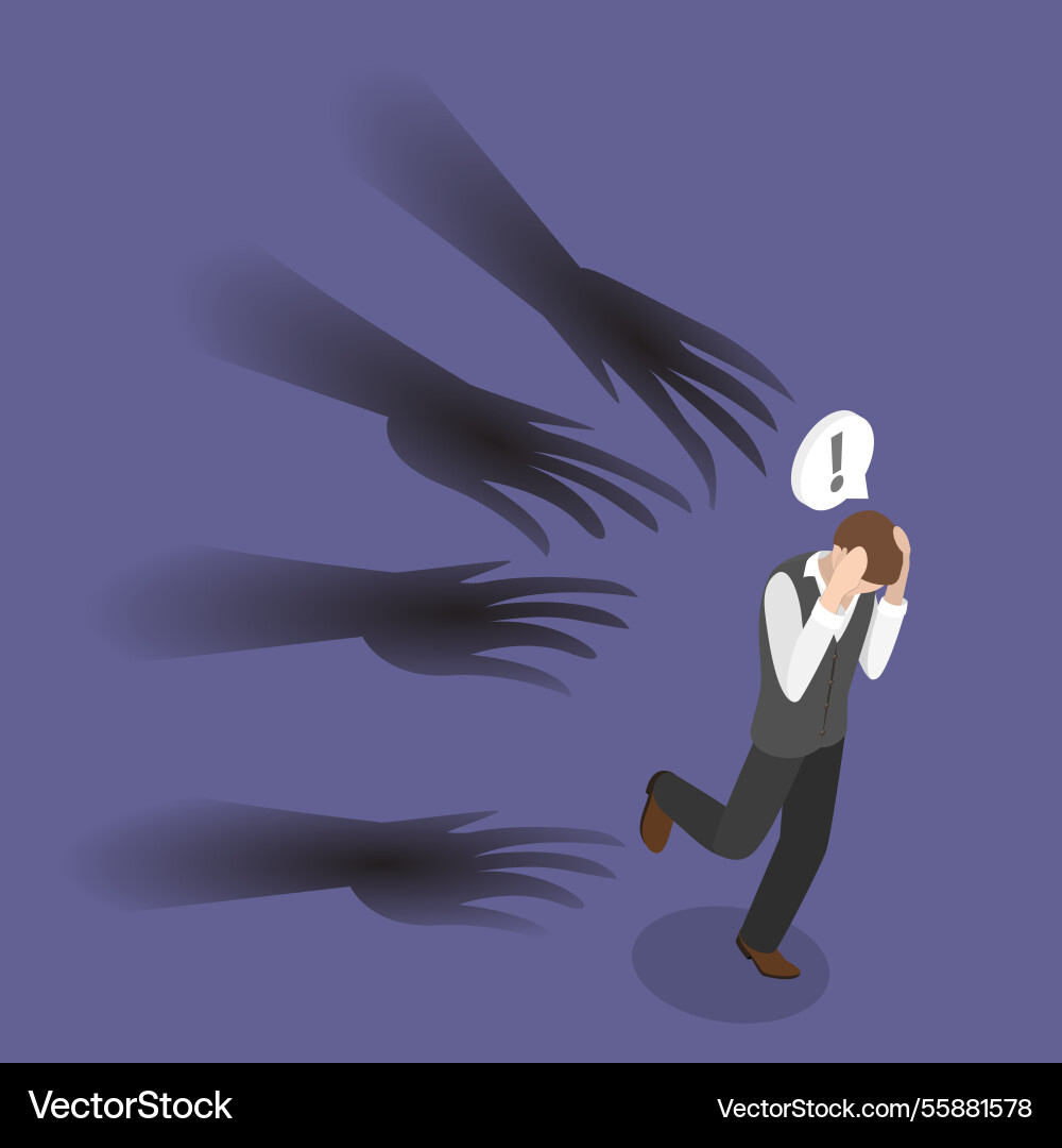 3d isometric flat of panic Royalty Free Vector Image