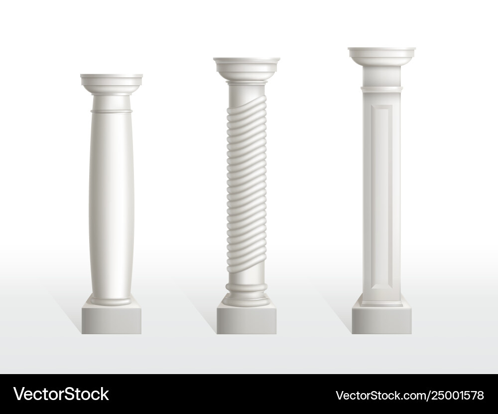 Antique columns set isolated on white background Vector Image