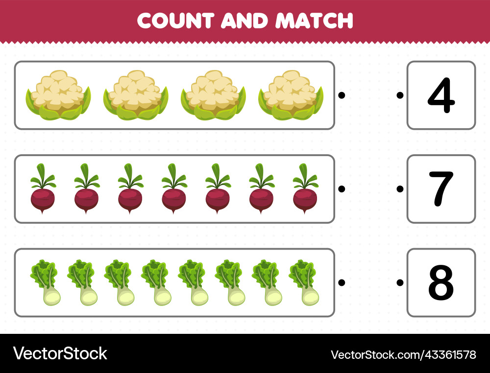 Education game for children count and match Vector Image