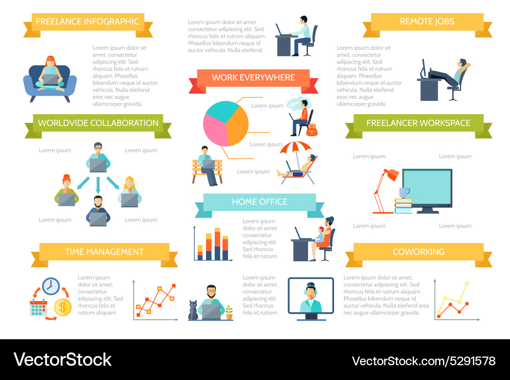 Freelance color infographic set Royalty Free Vector Image