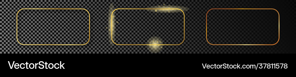 Gold glowing rounded rectangular frame Royalty Free Vector