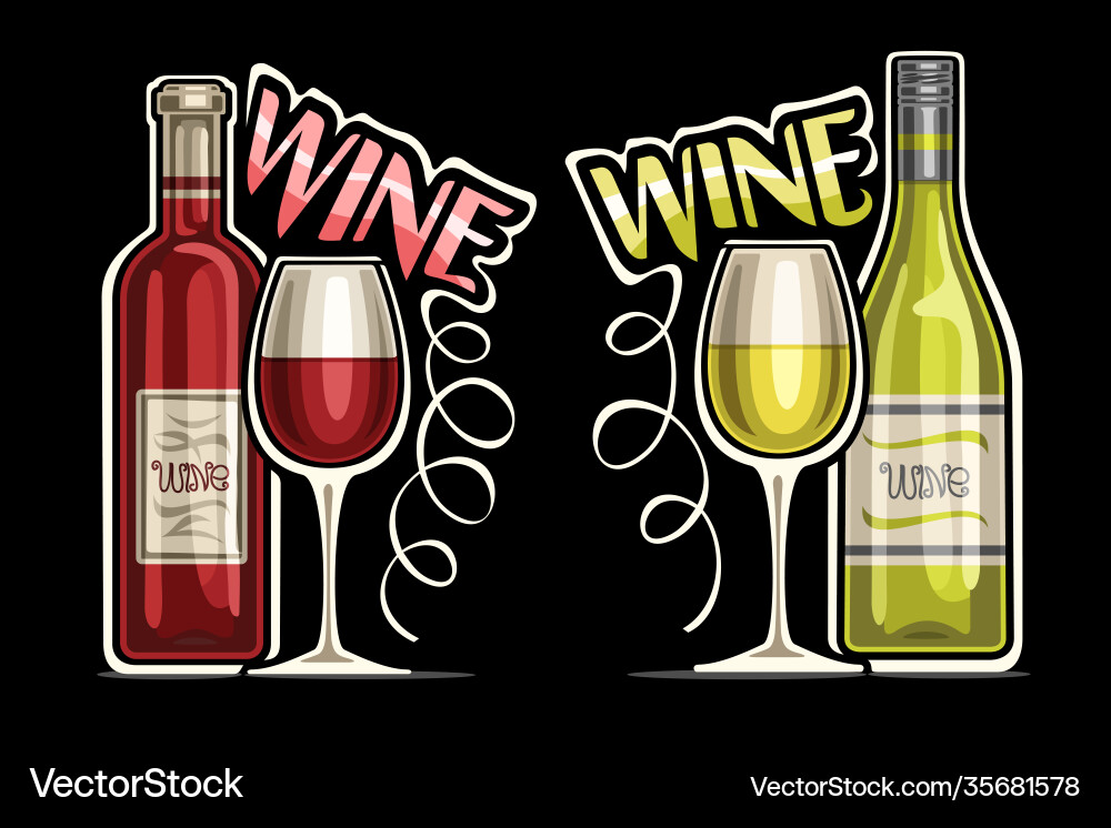 Logos für Rot- und Weißwein Lizenzfreies Vektorbild