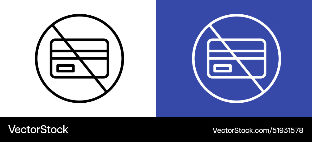Prohibition on credit card usage indicating only Vector Image