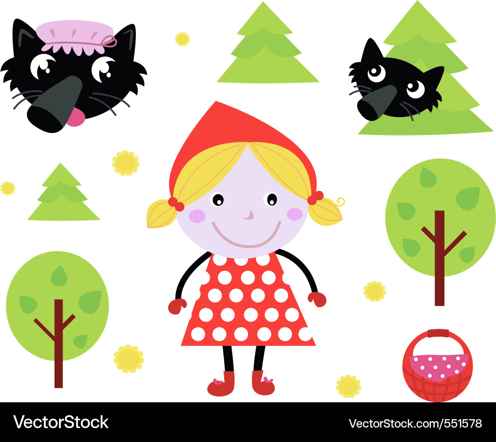 Red riding hood icons Royalty Free Vector Image