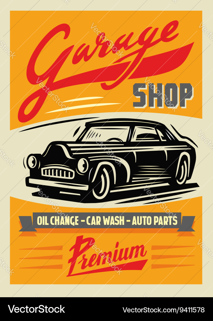 Retro Car Poster Royalty Free Vector Image - VectorStock