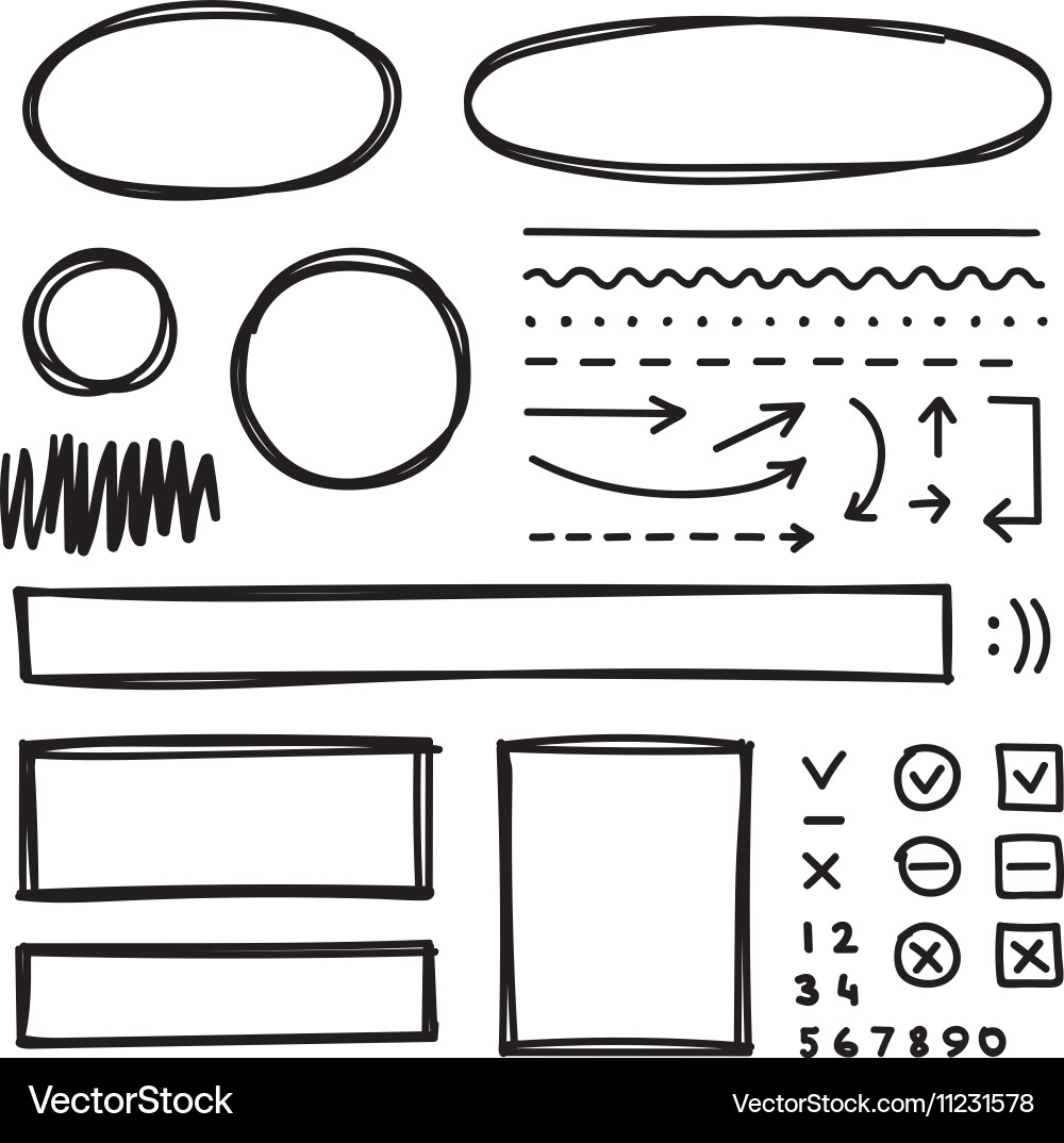 Set of hand drawn elements for selecting text Vector Image