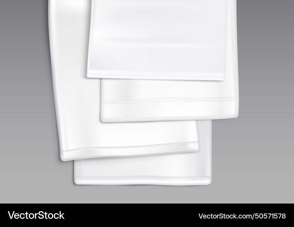 White kitchen towels stacked isolated on gray Vector Image