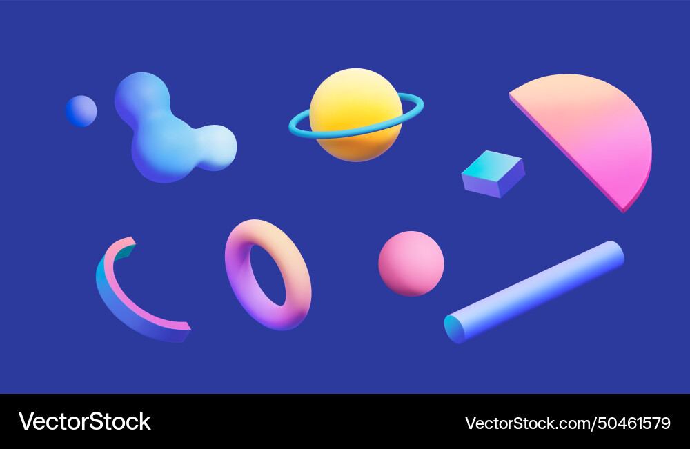 3d gradient geometric shapes Royalty Free Vector Image