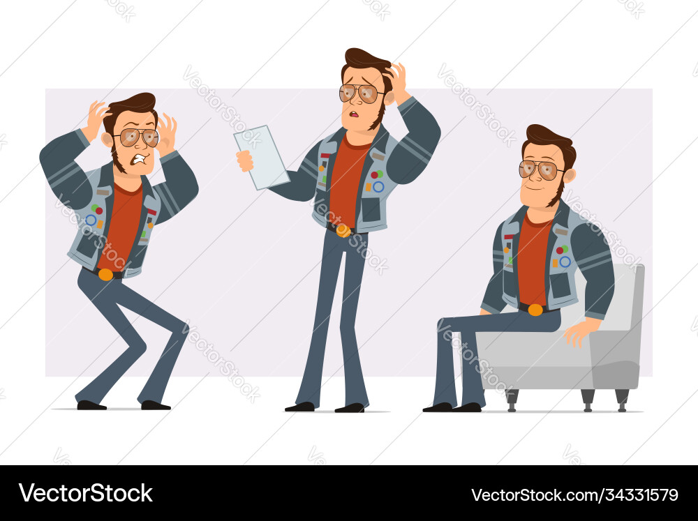 Cartoon strong disco man character set Royalty Free Vector