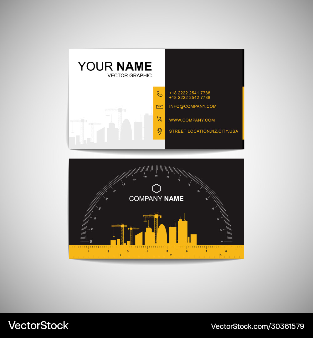 Construction business card functional design Vector Image