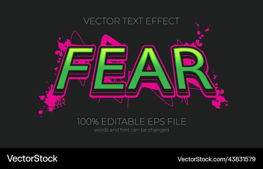 Fear editable text effect style eps Royalty Free Vector