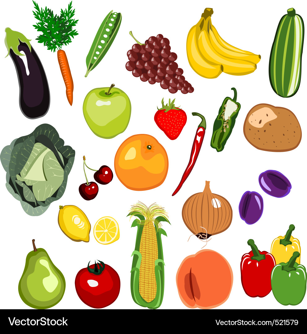 Fruit and vegetable set Royalty Free Vector Image