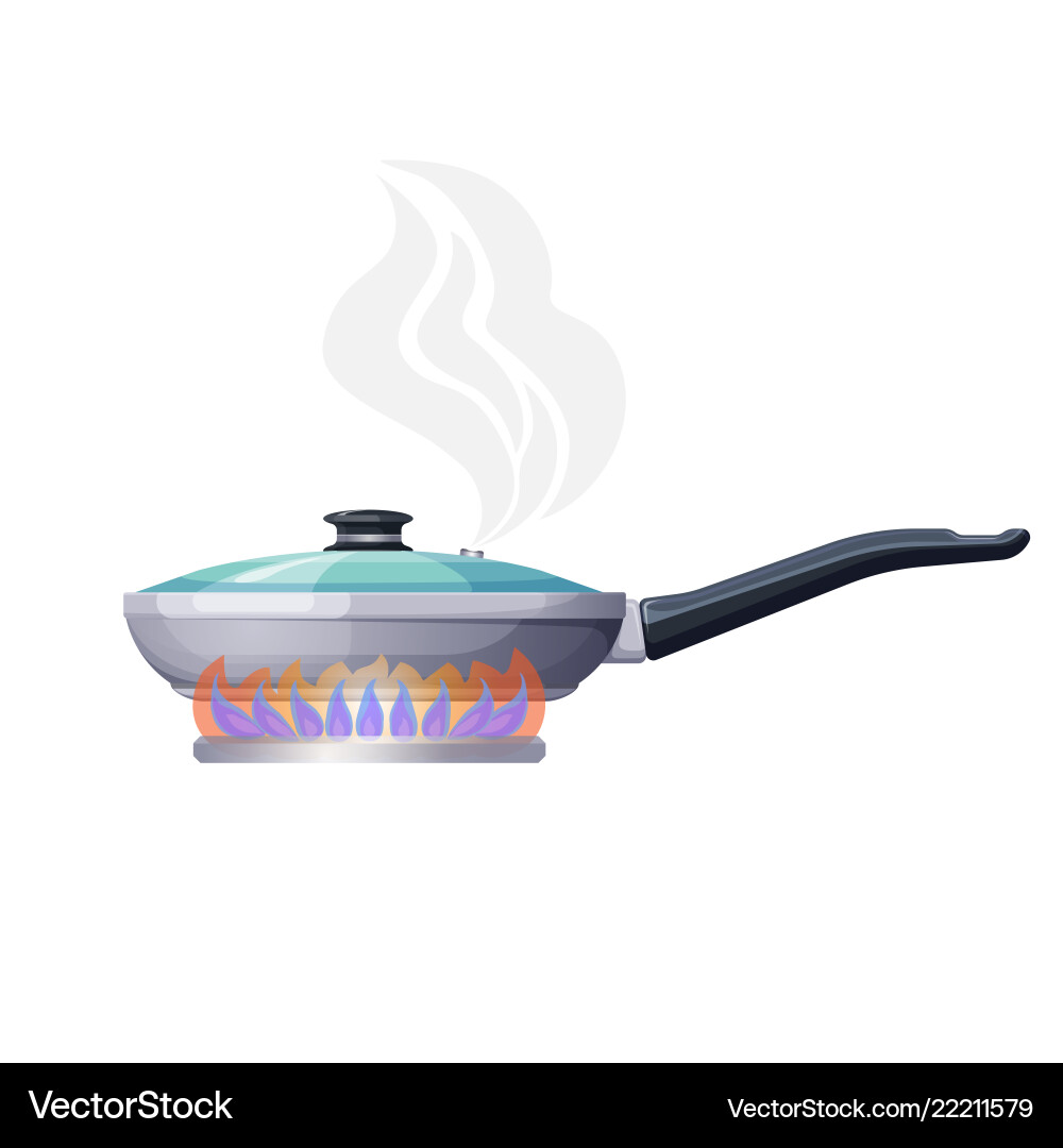 Cooking Pan On Fire Cartoon