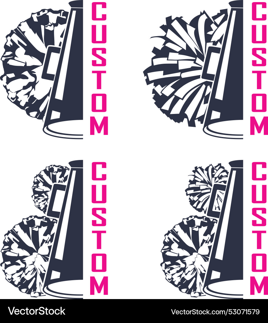 Half cheer megaphone with pom Royalty Free Vector Image