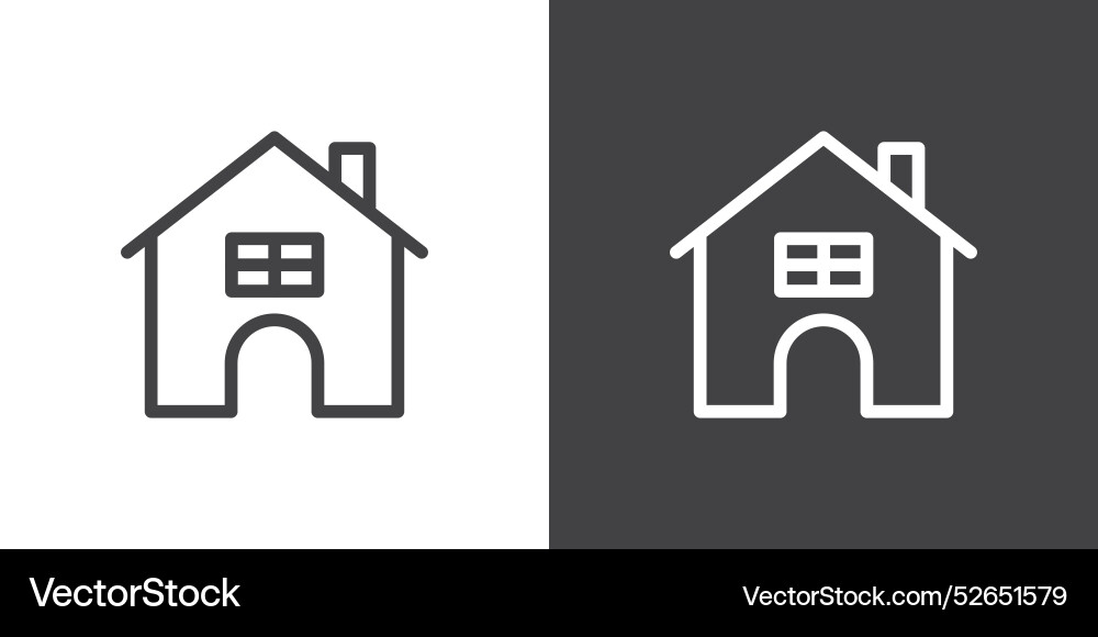 House icon flat set outline Royalty Free Vector Image
