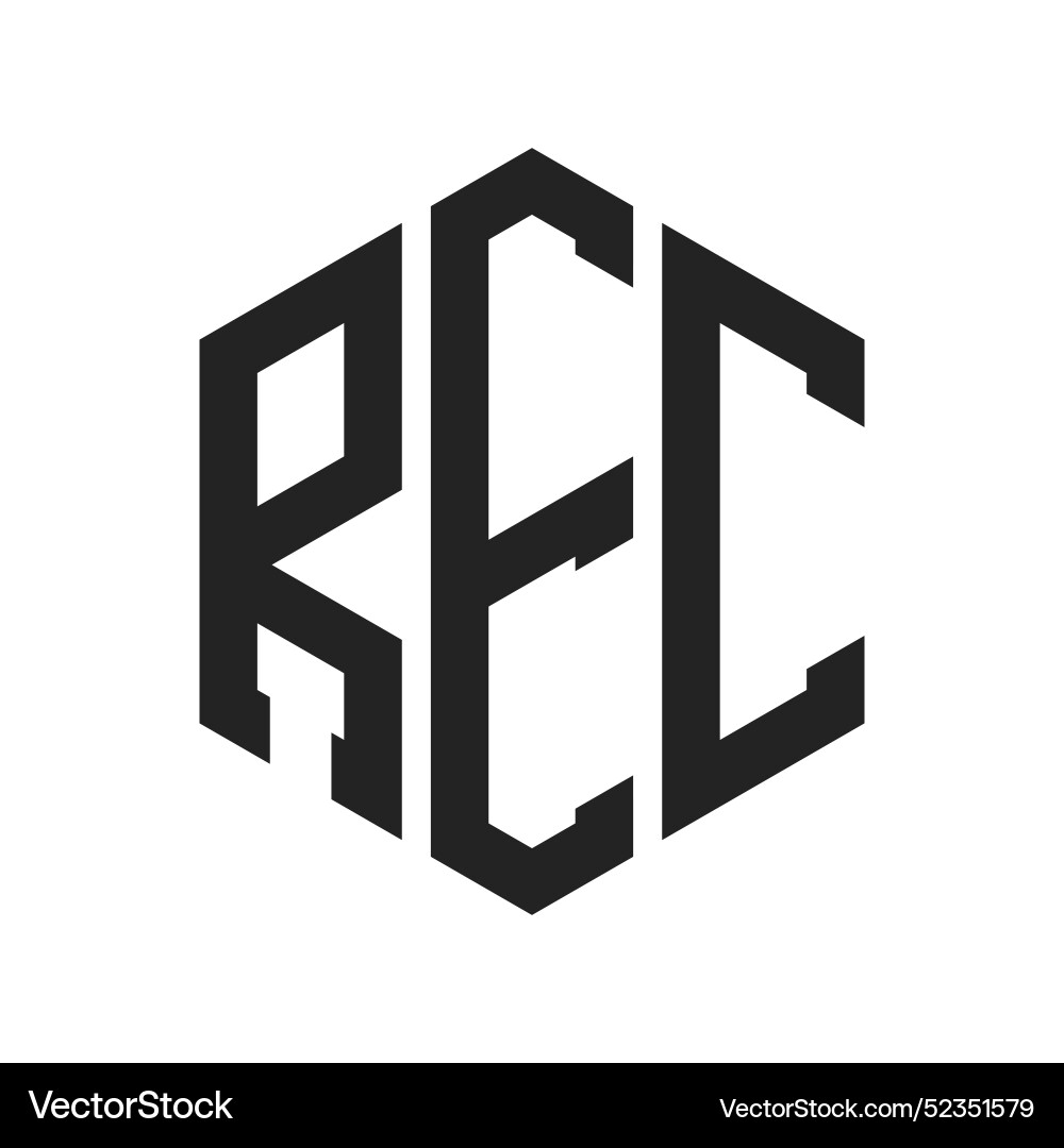 Rec logo design initial letter monogram Royalty Free Vector