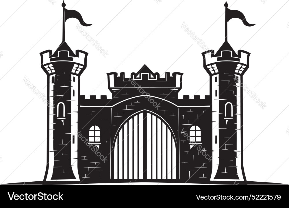 Royalgateway castle gate emblem knightguard Vector Image