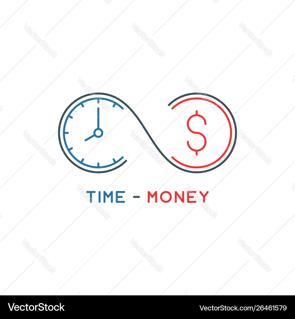 Thin line time is money concept Royalty Free Vector Image