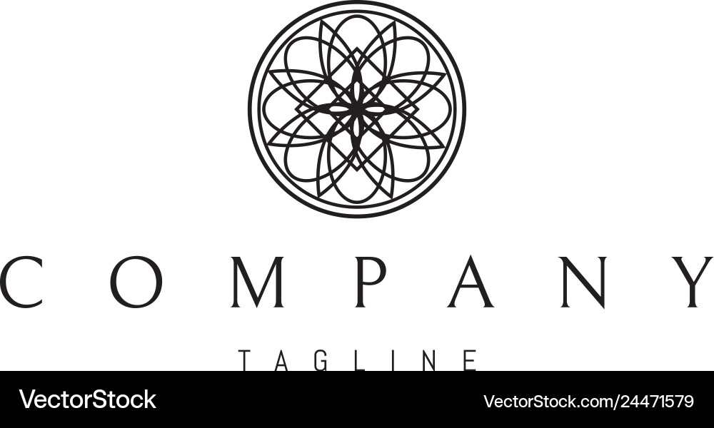 Yoga circle pattern black logo design Royalty Free Vector