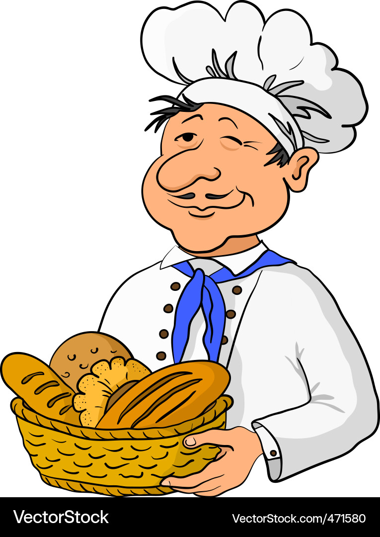 Baker with bread basket Royalty Free Vector Image