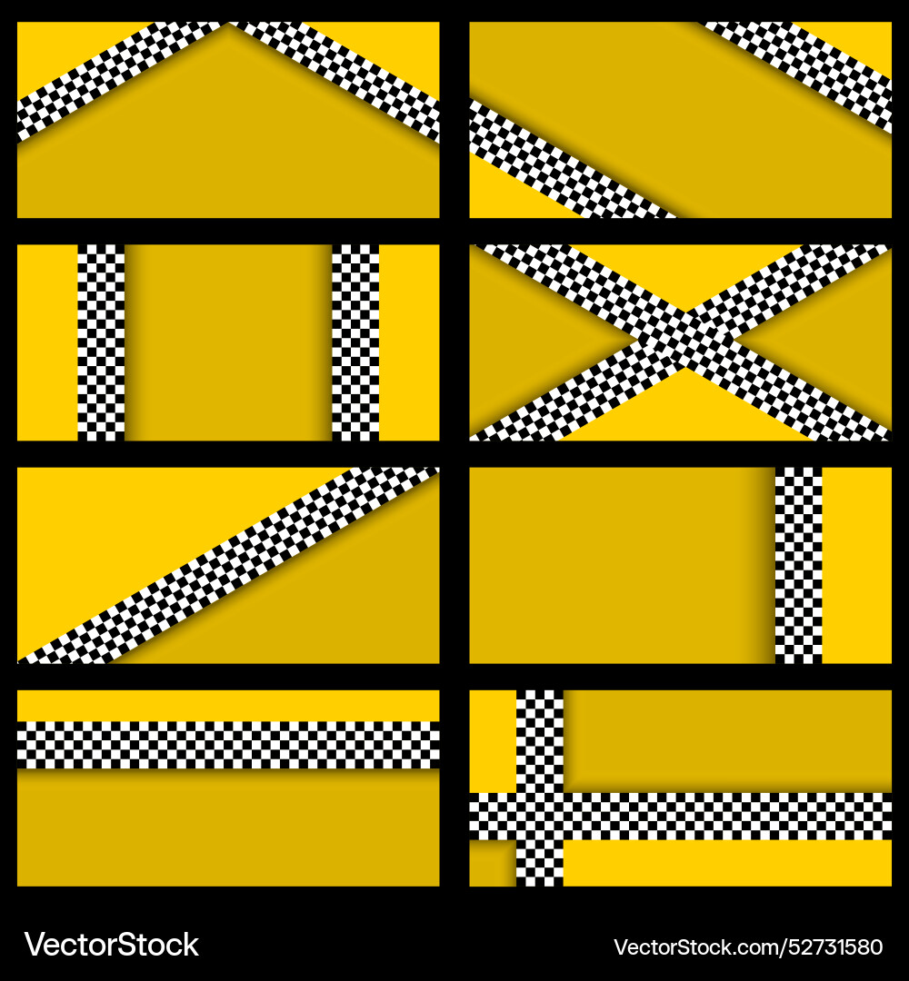 Black and white checkered race yellow patterns Vector Image