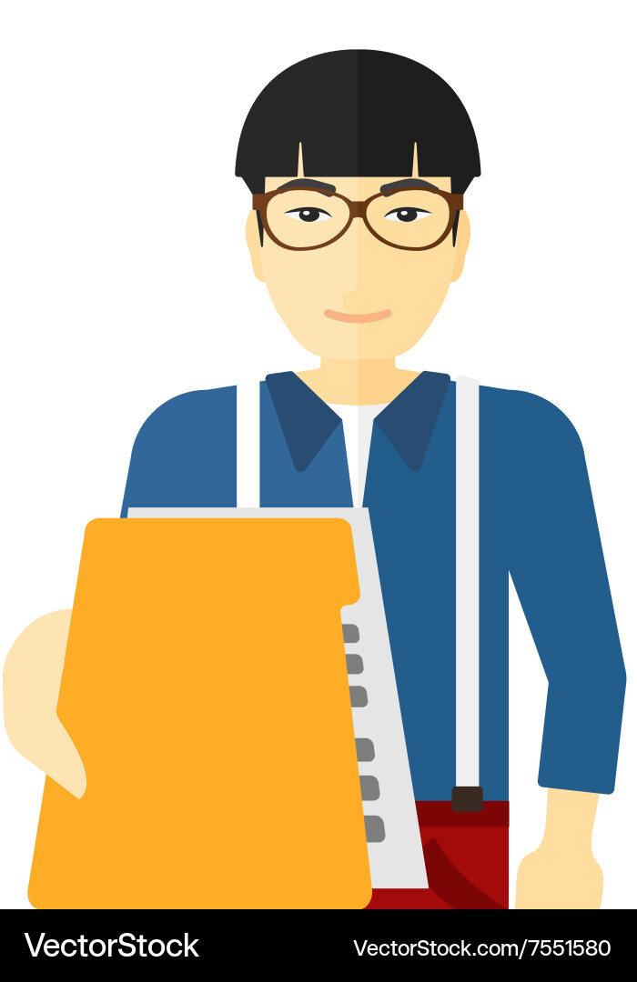Boss receiving file from employee Royalty Free Vector Image